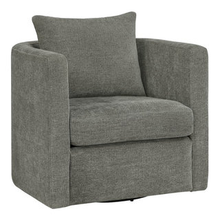 Sheldon Grey Swivel Barrel Chair - Contemporary - Armchairs And Accent ...