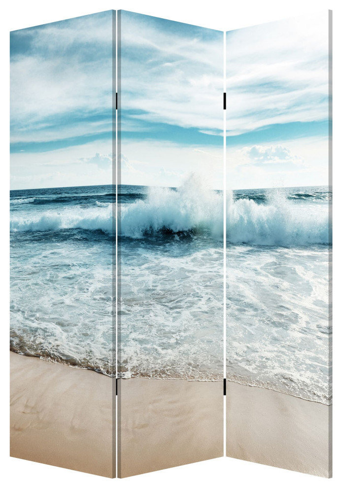 48 X 1 X 72 Multicolor Canvas Surf's Up - 3 Panel Screen - Beach Style ...