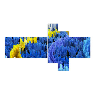 Macro Render Structure Blue Yellow, Multipanel Canvas Art Print, 60"x32 ...