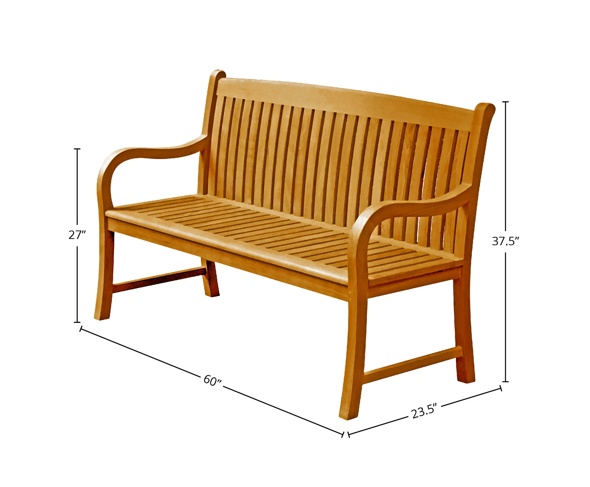 Lakeview Teak Bench, Natural, 60" - Transitional - Outdoor Benches - by ...