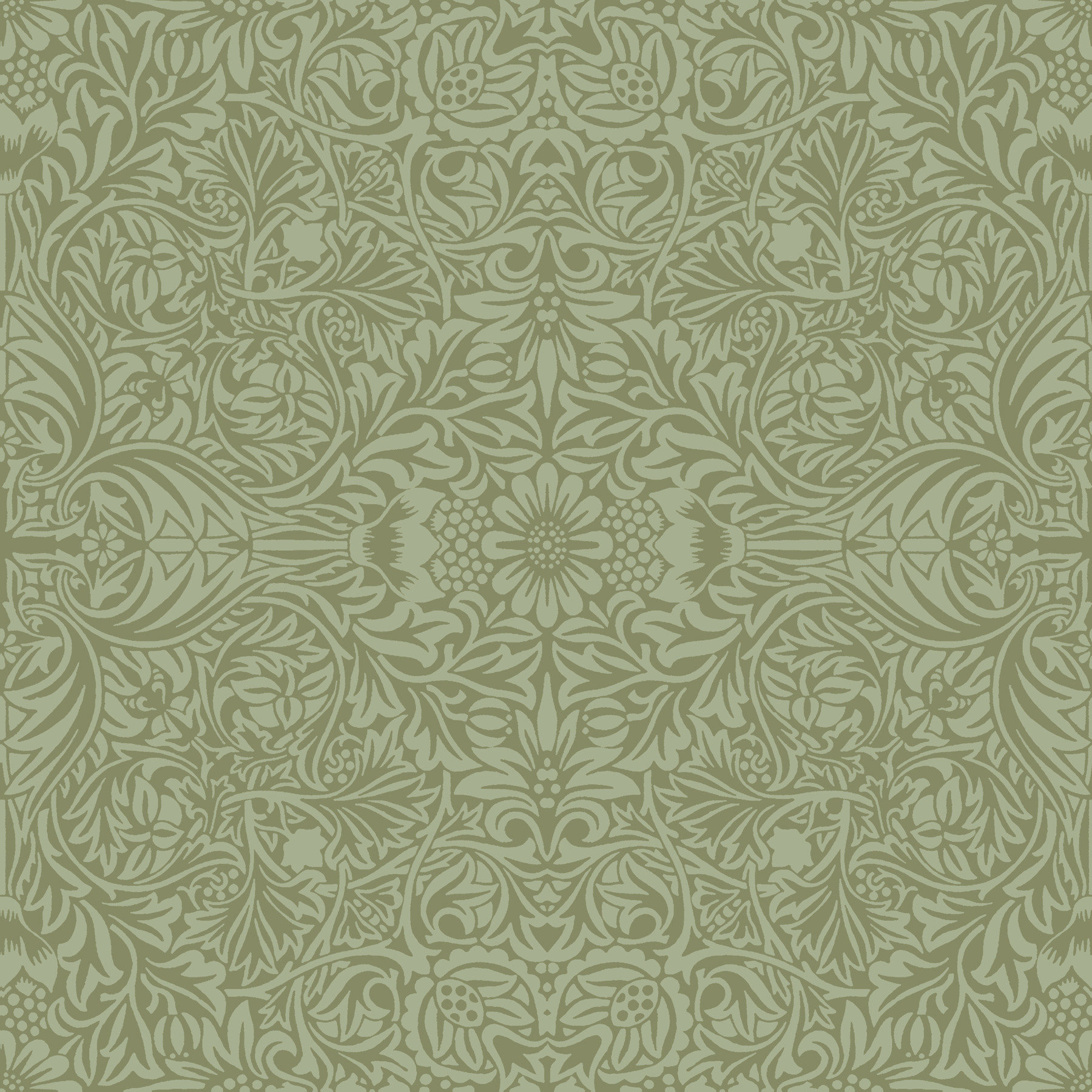 Ceiling Green Intricate Floral Wallpaper, Bolt - Traditional ...