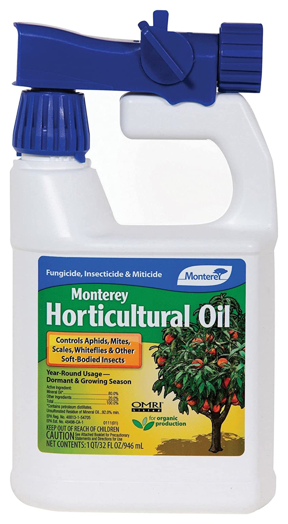 Monterey Horticultural Oil For Aphids, Mites, Scales, Whiteflies, 32 ...