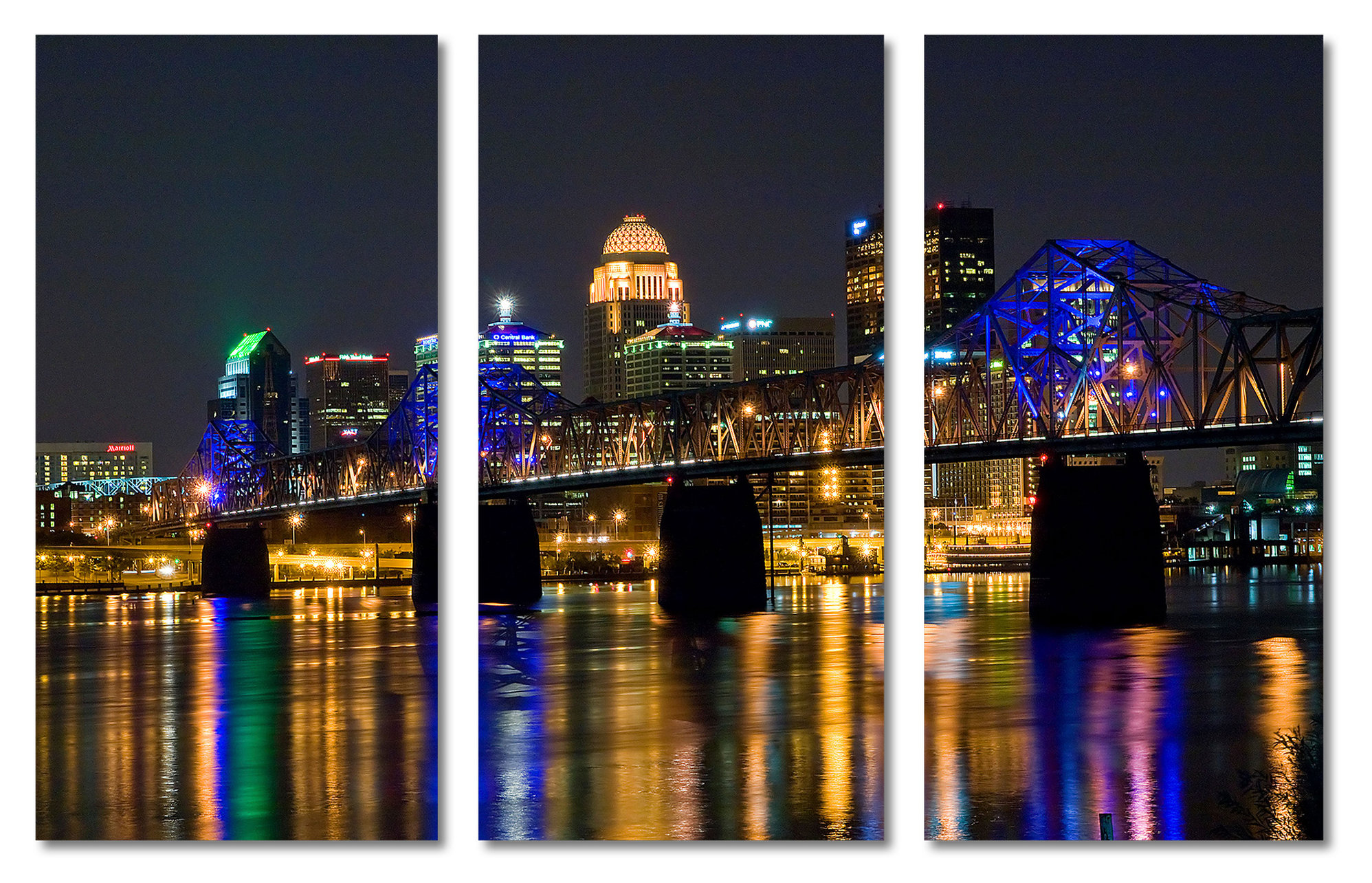 Louisville, Ky Skyline Canvas Print, 3 Panel Split, Triptych Wall Art ...