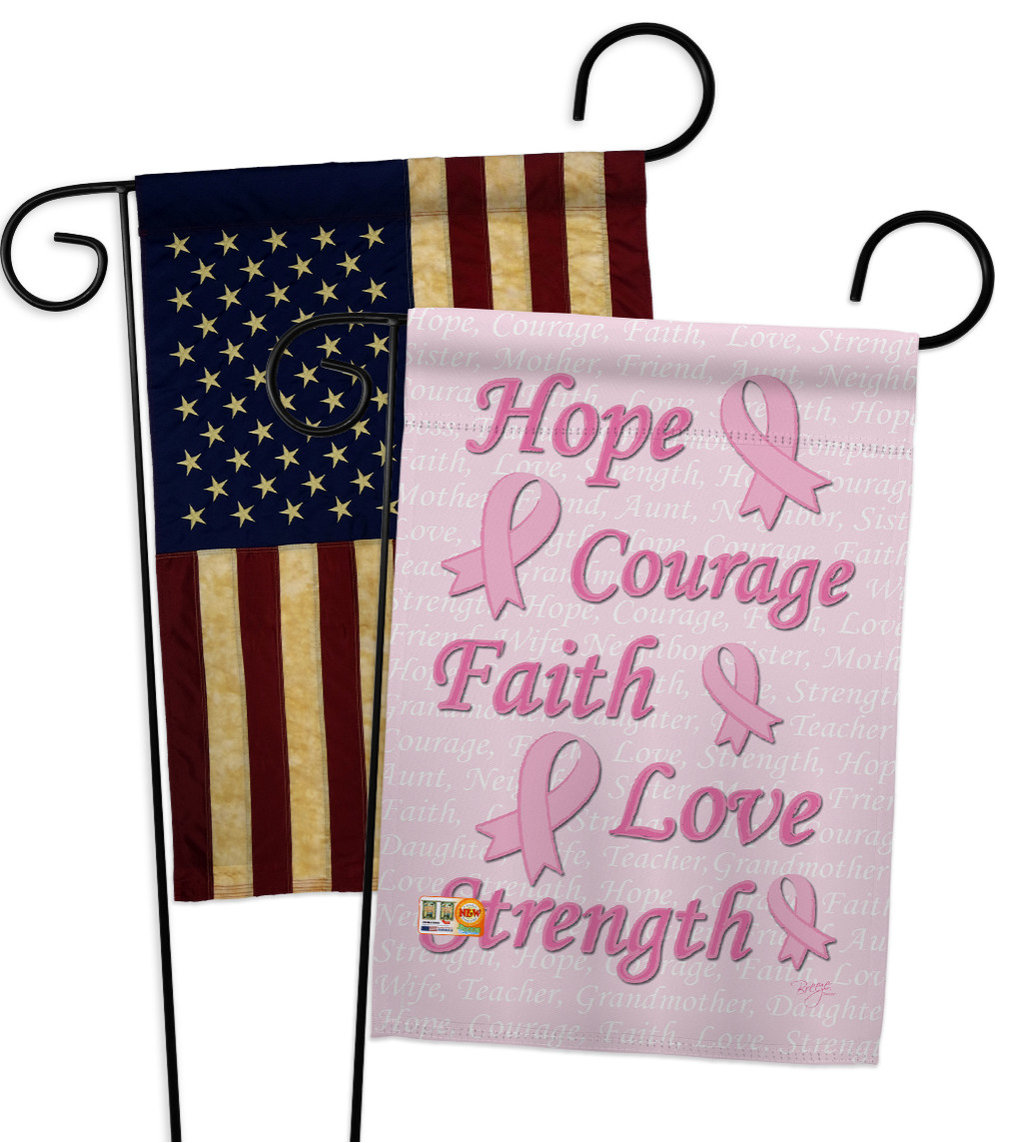 Hope, Faith, Courage Inspirational Support Garden Flags Pack, 13" X 18. ...