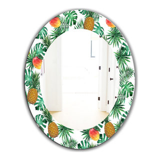 Designart Tropical Mood Foliage 7 Bohemian Frameless Oval Or Round Wall ...