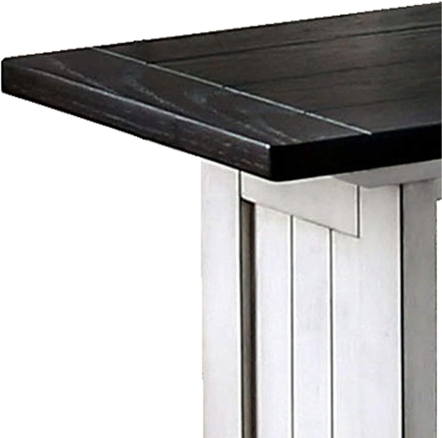 Benzara Wooden Counter Height Bench with Plank Style Top, Black and ...