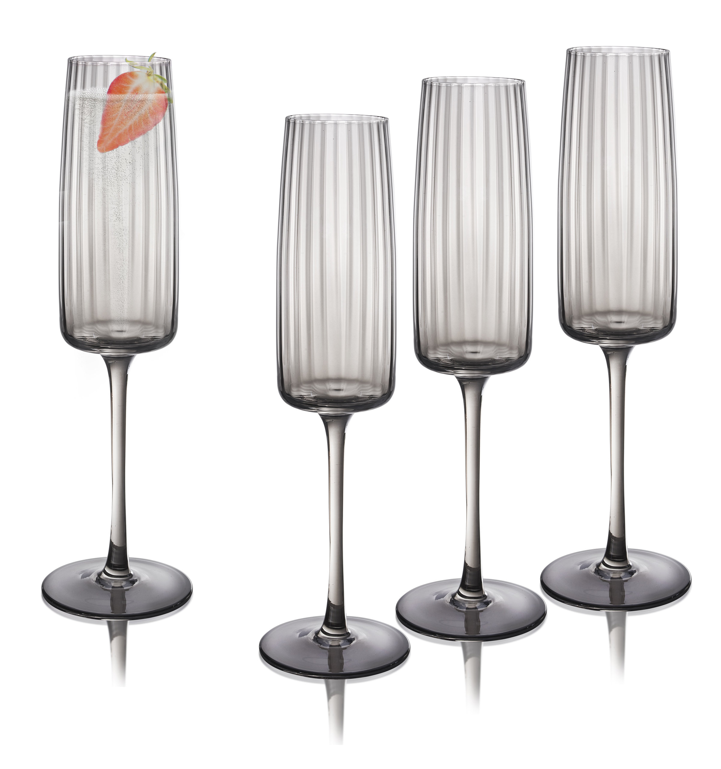 Modern Gray Flute 8 oz. Glasses, Set/4 - Traditional - Wine Glasses ...