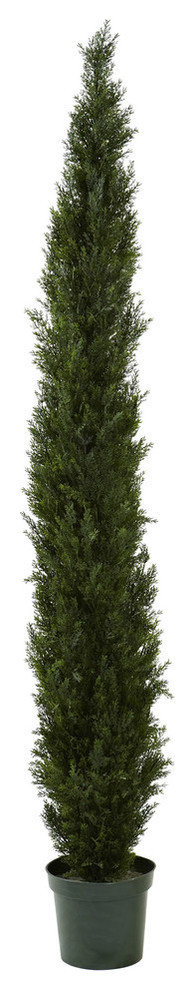 7' Mini Cedar Pine Tree With 3614 Tips In 12" Pot, 2 Tone Green, 8 ...