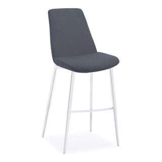 Athena Counter Stool, Charcoal Gray Soft Fabric Cover With Chrome Legs ...