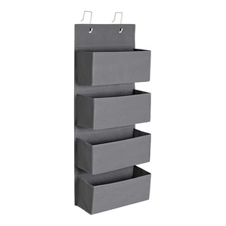 Wooden Frame Wall Hanging Storage Organizer with 4 Compartments, Gray ...
