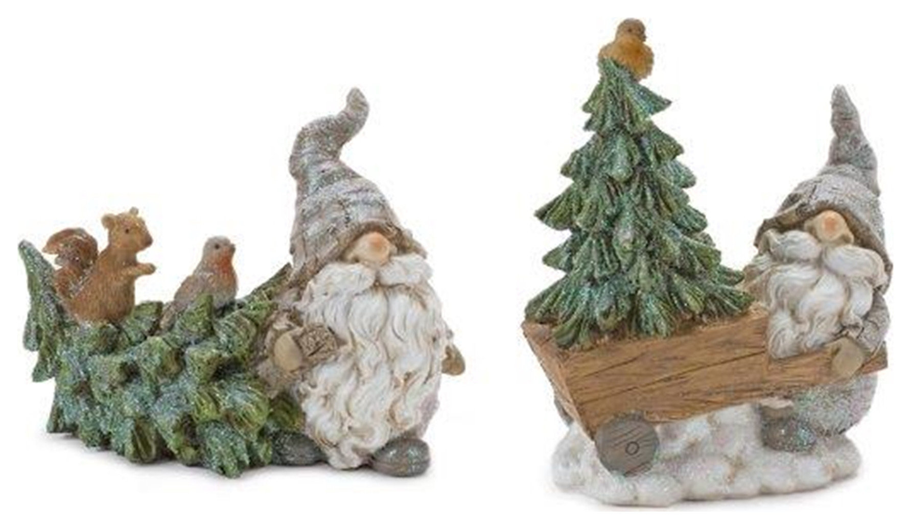 Pine Tree Trunk Gnome With Woodland Animals, 2-Piece Set - Rustic ...
