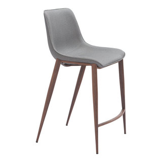 Magnus Counter Stool, Set of 2, Slate Gray/Walnut - Contemporary - Bar ...