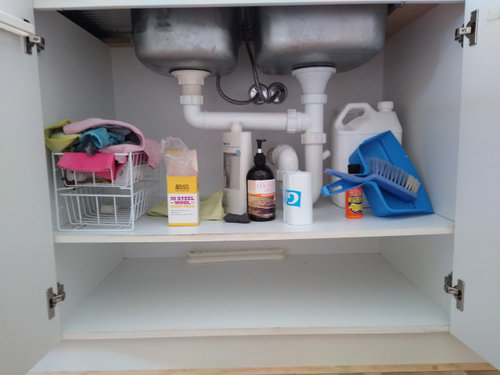 kitchen plumbing and waste bins