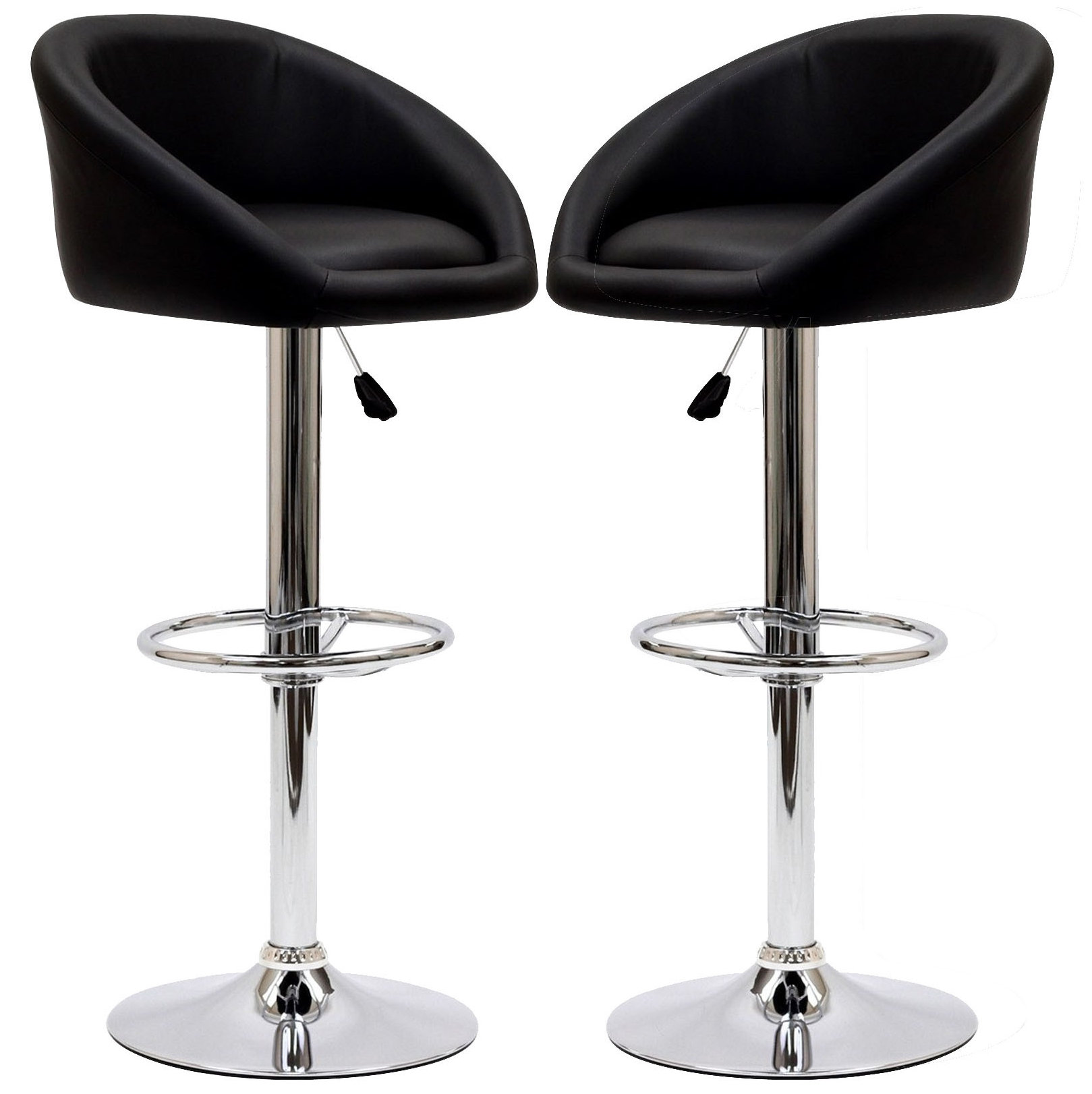 Modern Contemporary Dining Kitchen Bar Stools, Black, Set of 2 - Bar ...
