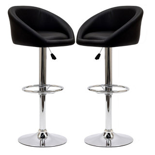 Modern Contemporary Dining Kitchen Bar Stools, Black, Set of 2 - Bar ...