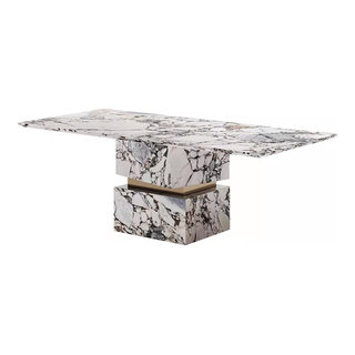 White Marble Dining Table, Small - Contemporary - Dining Tables - by ...