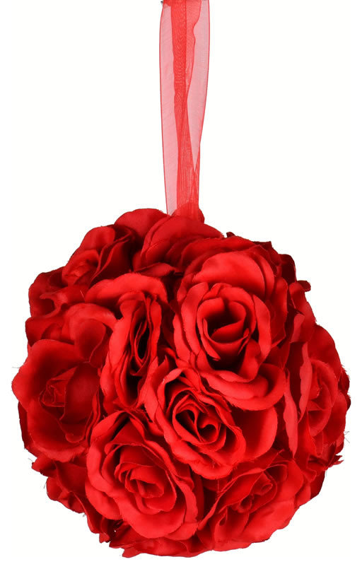 6" Red Rose Ball 2/Pk - Contemporary - Artificial Flower Arrangements ...