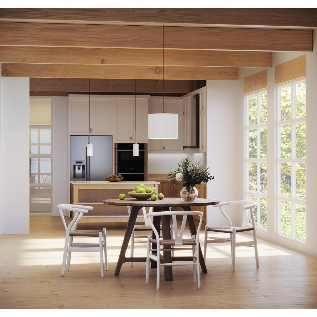 Markor Collection One-Light White Linen Shade Transitional Pendant, 12 ...