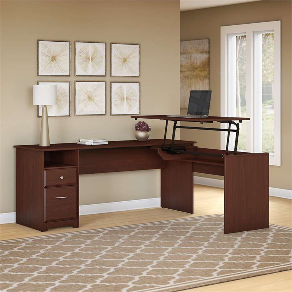 Scranton & Co Furniture Cabot 72W 3 Position L Shaped Sit Stand Desk in ...