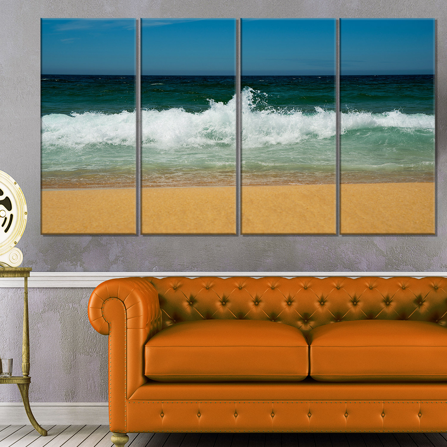 "Beautiful Atlantic Beach Portugal" Seascape Wall Art, 48"x28" 4 Panel ...