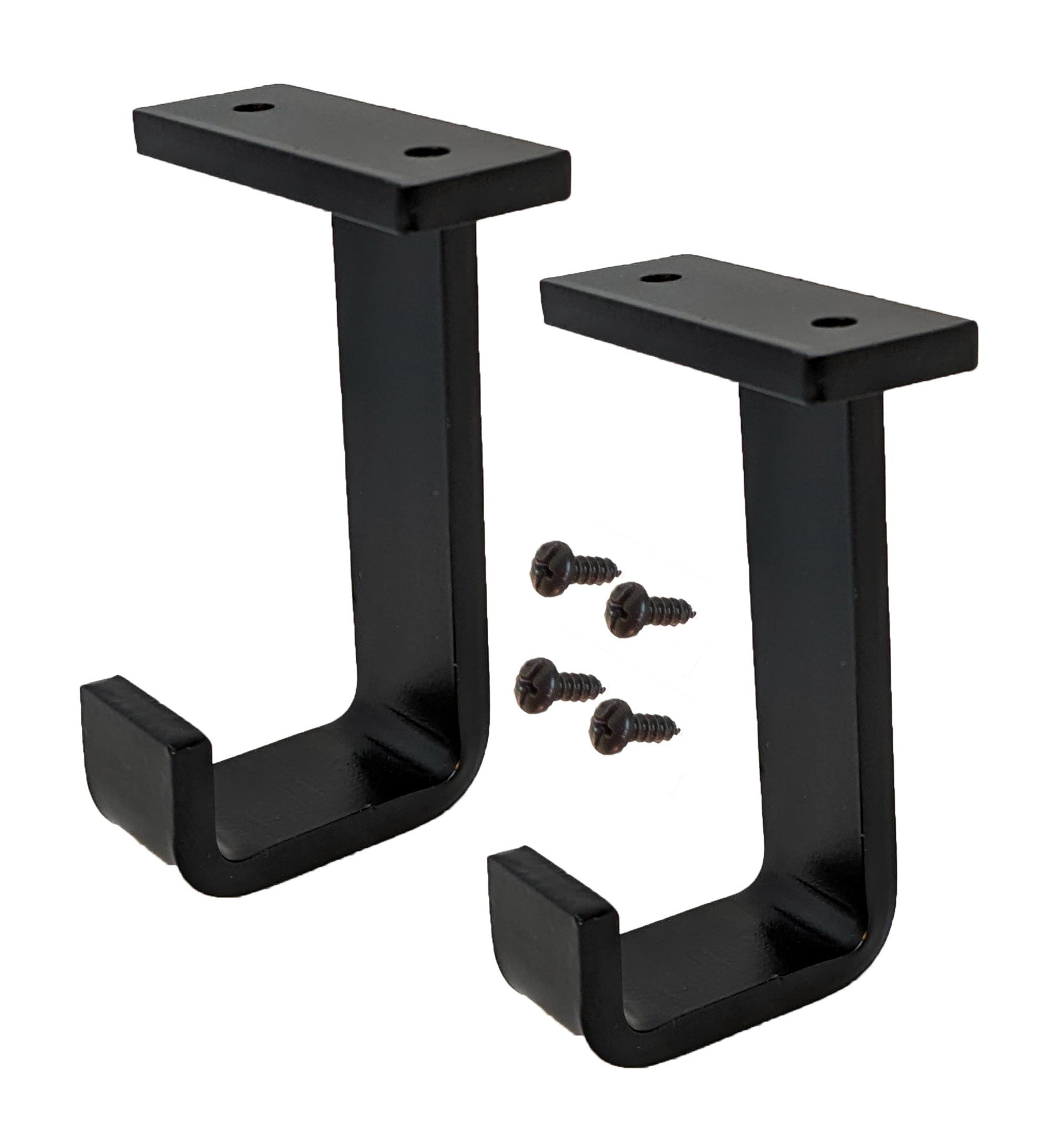 (2) Undermount Cabinet Hook Black Steel Iron Modern Farmhouse Rustic ...