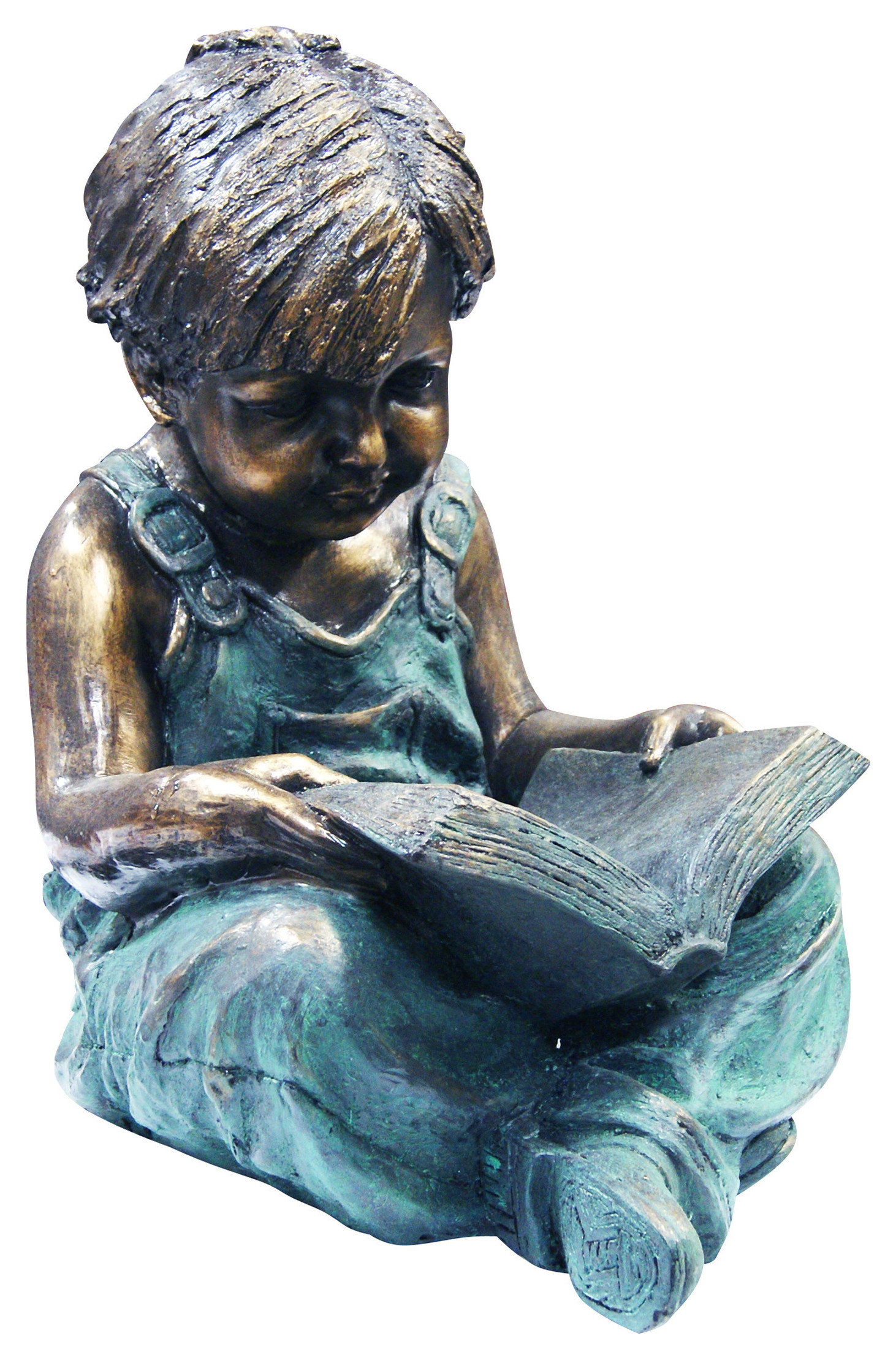 19" Tall Indoor/Outdoor Boy Sitting Down Reading Book Statue Set Yard ...