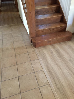 new hardwood matching old tile
