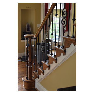 Mc Lean Va Stair remodel with Iron balusters - Transitional - Staircase ...