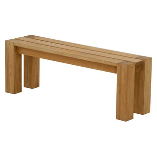 Oconee Teak Backless Bench, Natural, 4' - Transitional - Outdoor ...