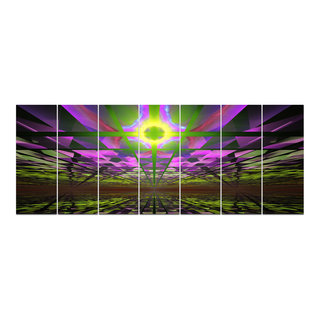 Fractal Cosmic Apocalypse, Multipanel Abstract Art on Canvas, 83"x32 ...