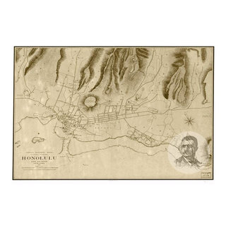 Historic Honolulu, HI Map 1887, Vintage Hawaii Art Print Decor, 24"x36 ...