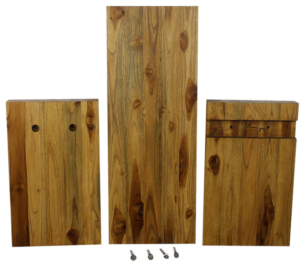 Haussmann Teak Block Bench 36 x 12.5 x 20.5 inch High KD Oak Oil ...