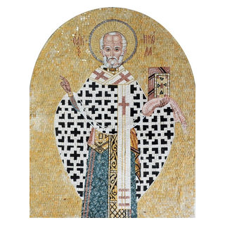 Saint Nicholas Reproduction Icon Mosaic, 41" x 51" - Traditional - Tile ...
