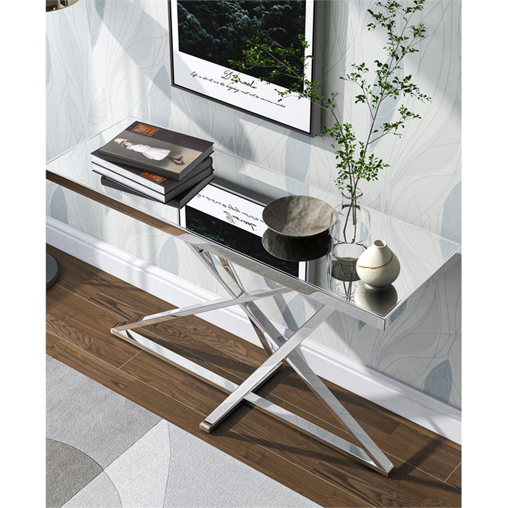 Furniture of America Ludington Contemporary Metal Sofa Table in Chrome ...