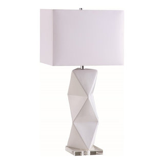 Coaster Contemporary Ceramic Geometric Design Table Lamp in White ...