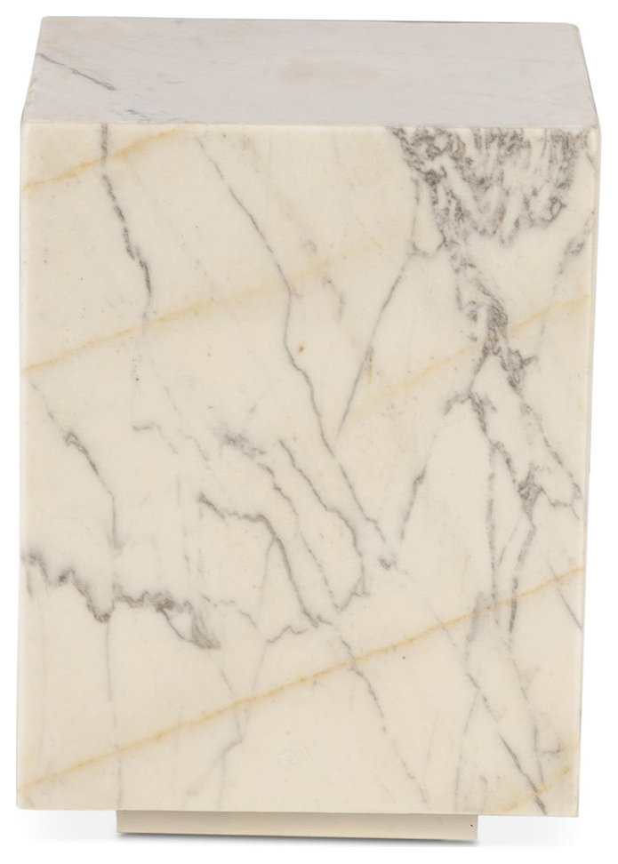 Giza 15 Drum Side Table In Alabaster Marble, 22"x22"x14" - Contemporary ...