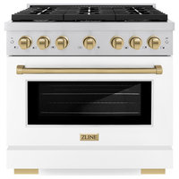 ZLINE 36" Gas Range, Stainless With White Matte SGRZ-WM-36-CB ...