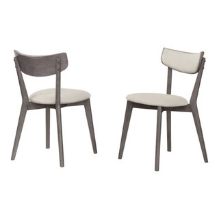 Contemporary Wood Dining Chair in Gray/Cream - Midcentury - Dining ...