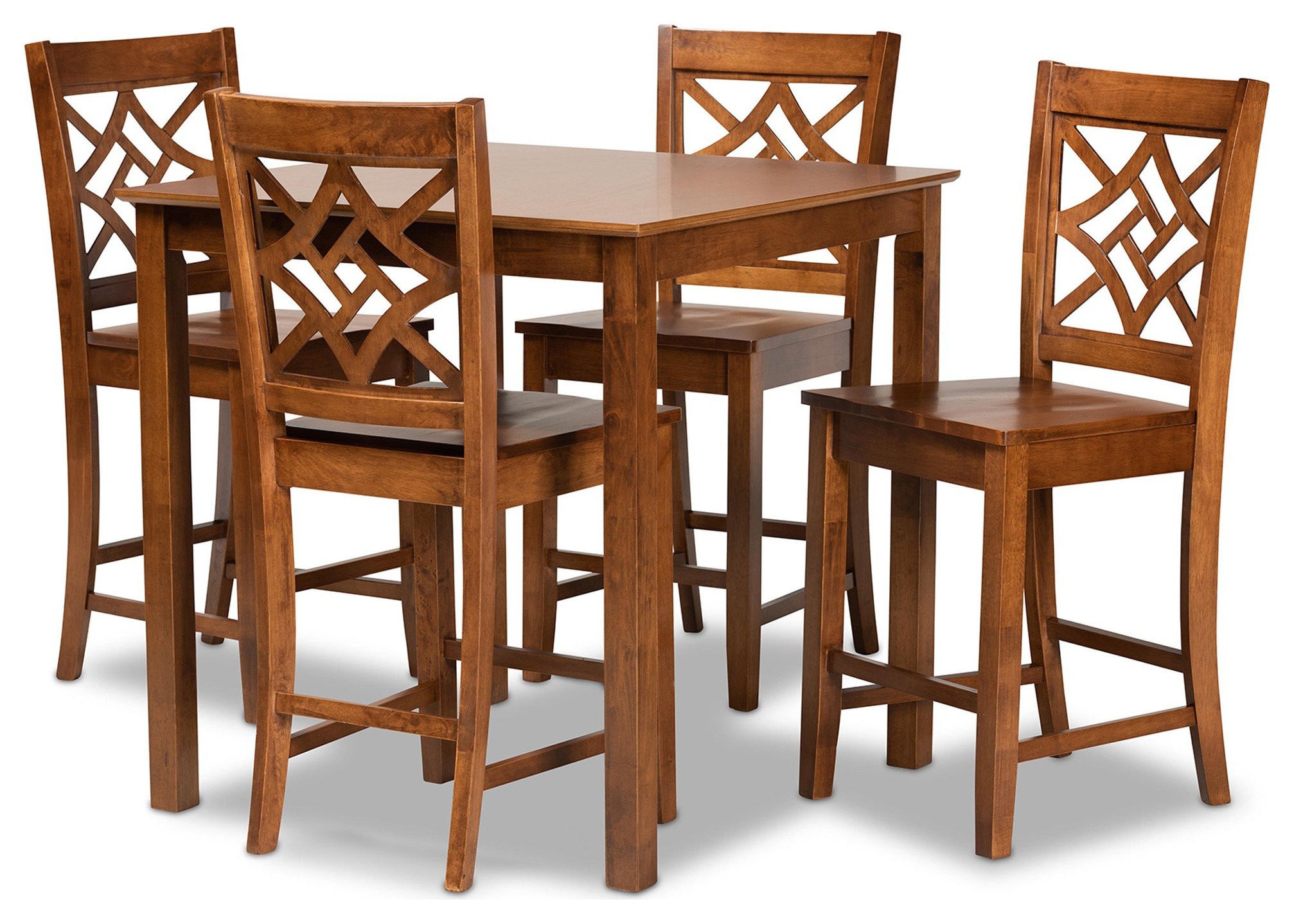 Contemporary Pub Set, 4 Counter Stools With Geometric Cut Out Back ...