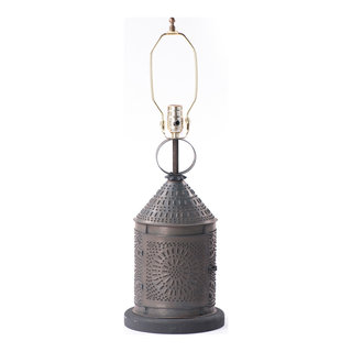 Fireside Lamp Base with Chisel in Blackened Tin, One Size - Southwestern - Lamp Bases - by ...