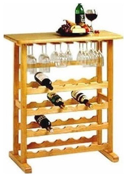 Pemberly Row 24-Bottle Transitional Solid Wood Wine Rack in Natural ...