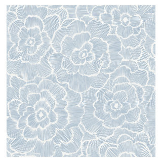 Periwinkle Blue Textured Floral Wallpaper, Bolt - Contemporary ...