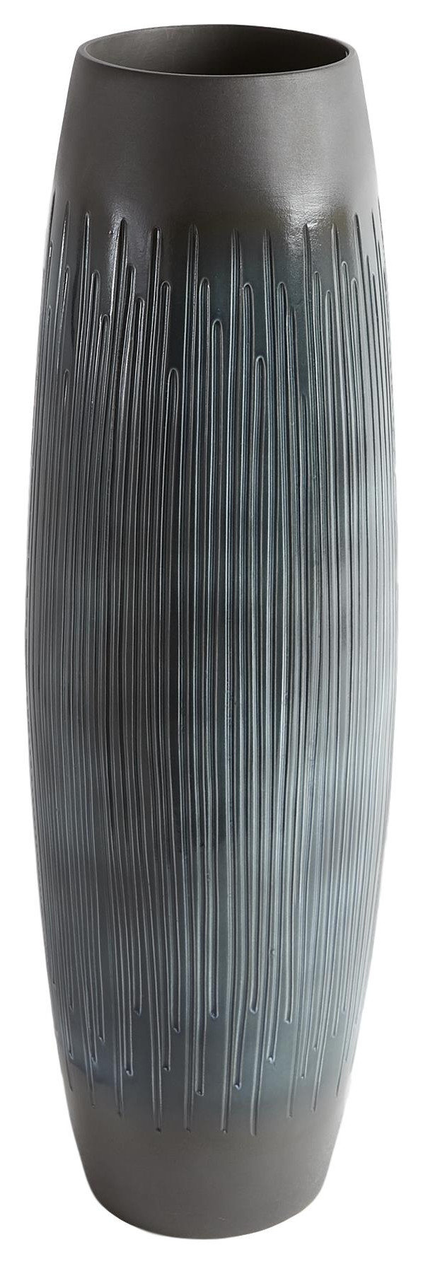 Luxe Denim Ink Blue Tall Ribbed Vase 24" Retro Modern Mid Century ...