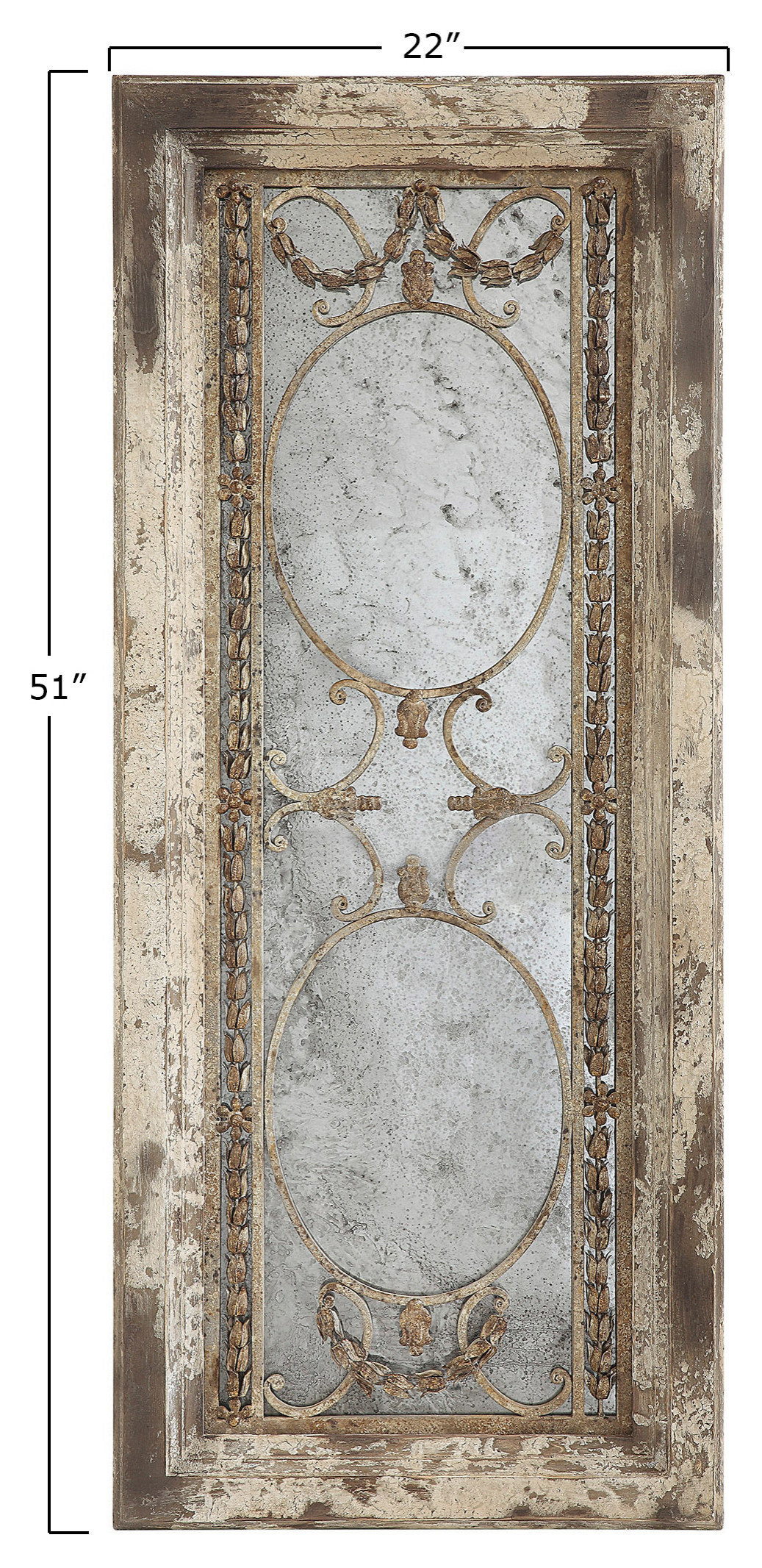 Antique Wood Framed Wall Mirror With Metal Accents, Silver - French ...