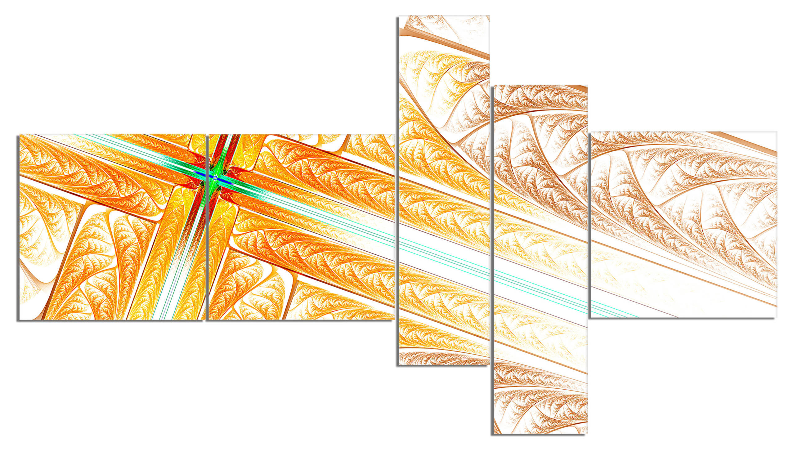 Brown Fractal Cross Design, Multipanel Abstract Art on Canvas, 60"x32 ...