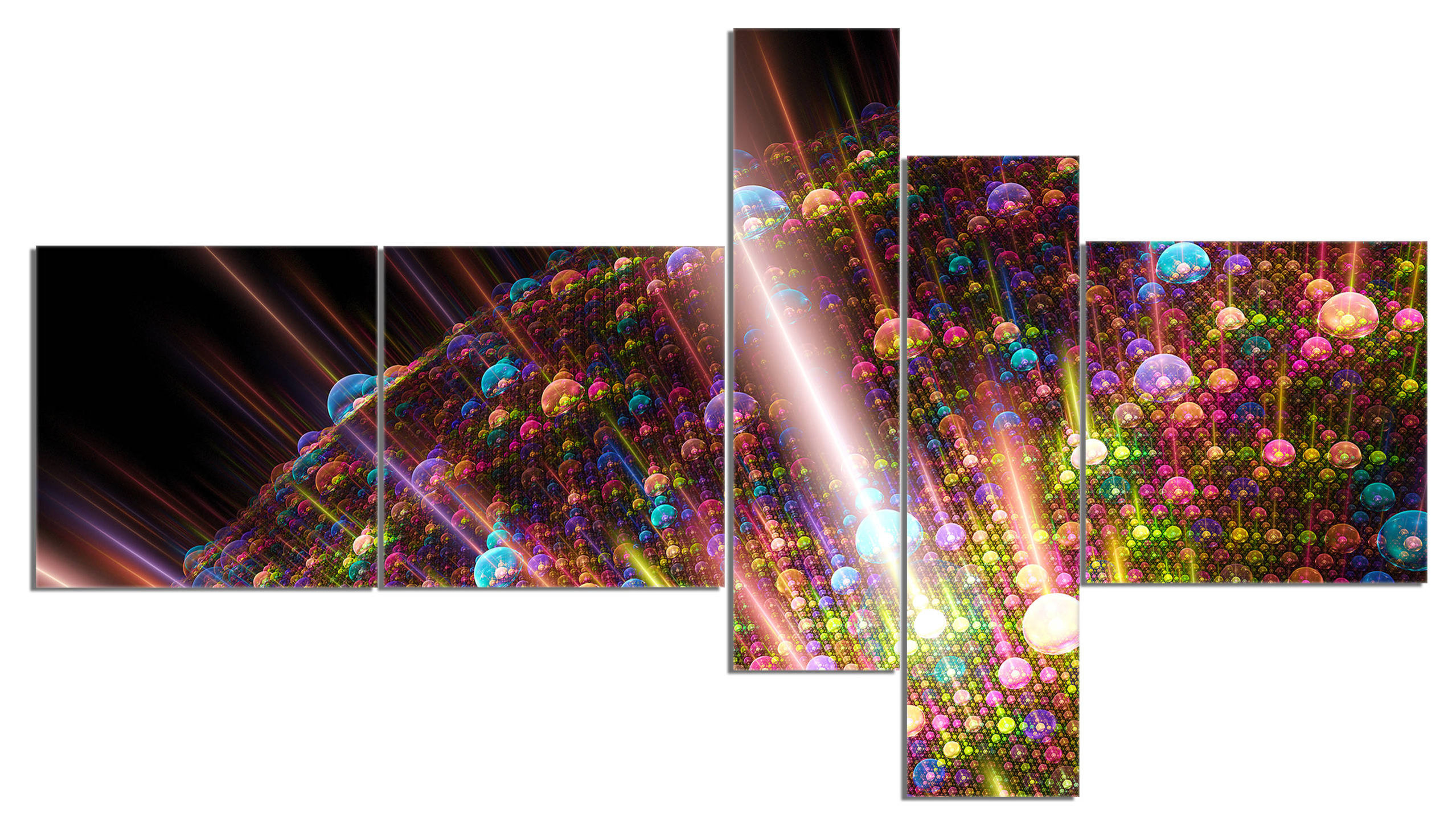 Multi Color Solar Bubbles Planet, Multipanel Abstract Canvas Art Print ...