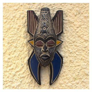Novica Handmade Saha African Wood And Aluminum Mask - Tropical - Wall ...