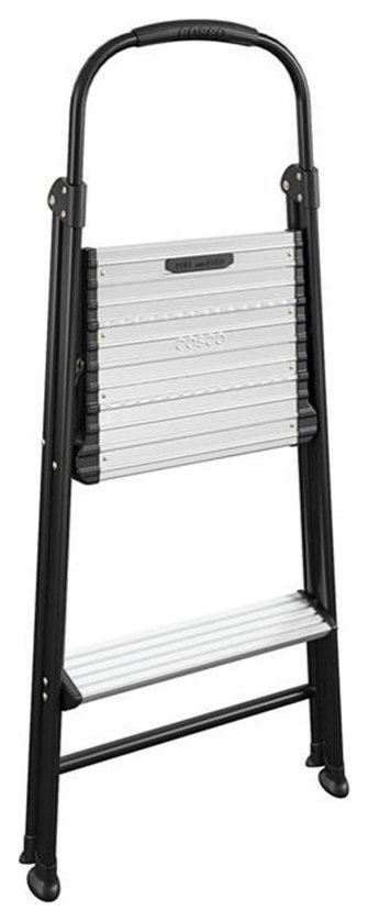 COSCO Two-Step Folding Step Stool with Rubber Hand Grip in Black ...