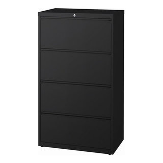 UrbanPro 36" 4-Drawer Modern Metal Lateral File Cabinet in Black ...