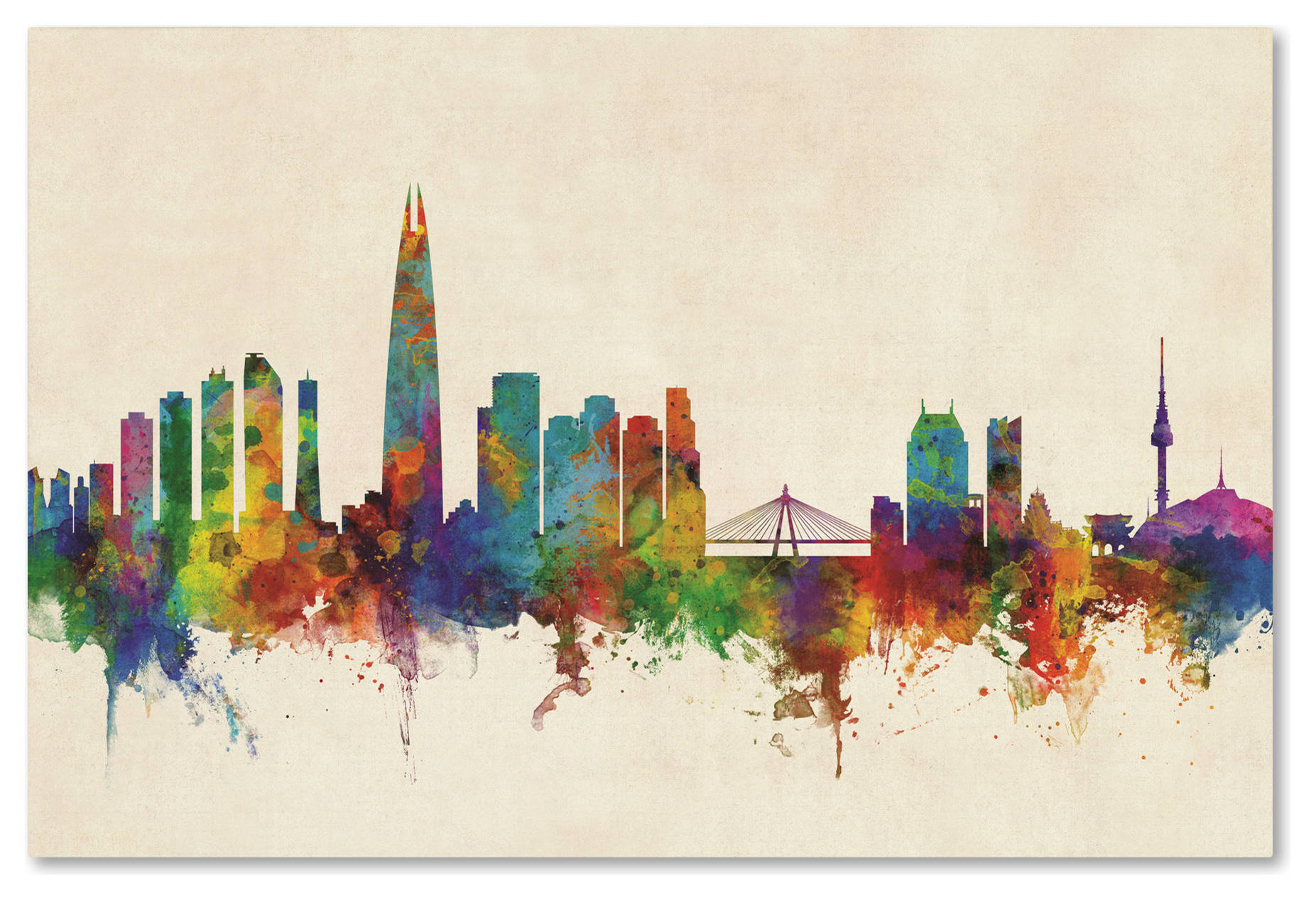 Michael Tompsett 'Seoul Skyline South Korea' Canvas Art, 22"x 32 ...